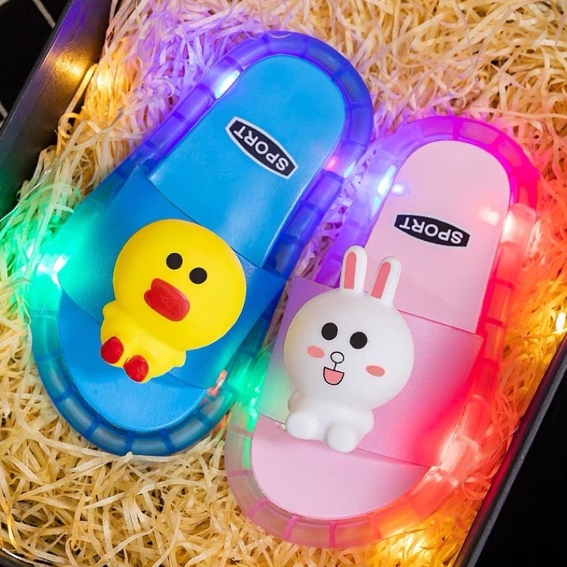 children's cute cartoon slippers with flashlight luminous slipper For ...