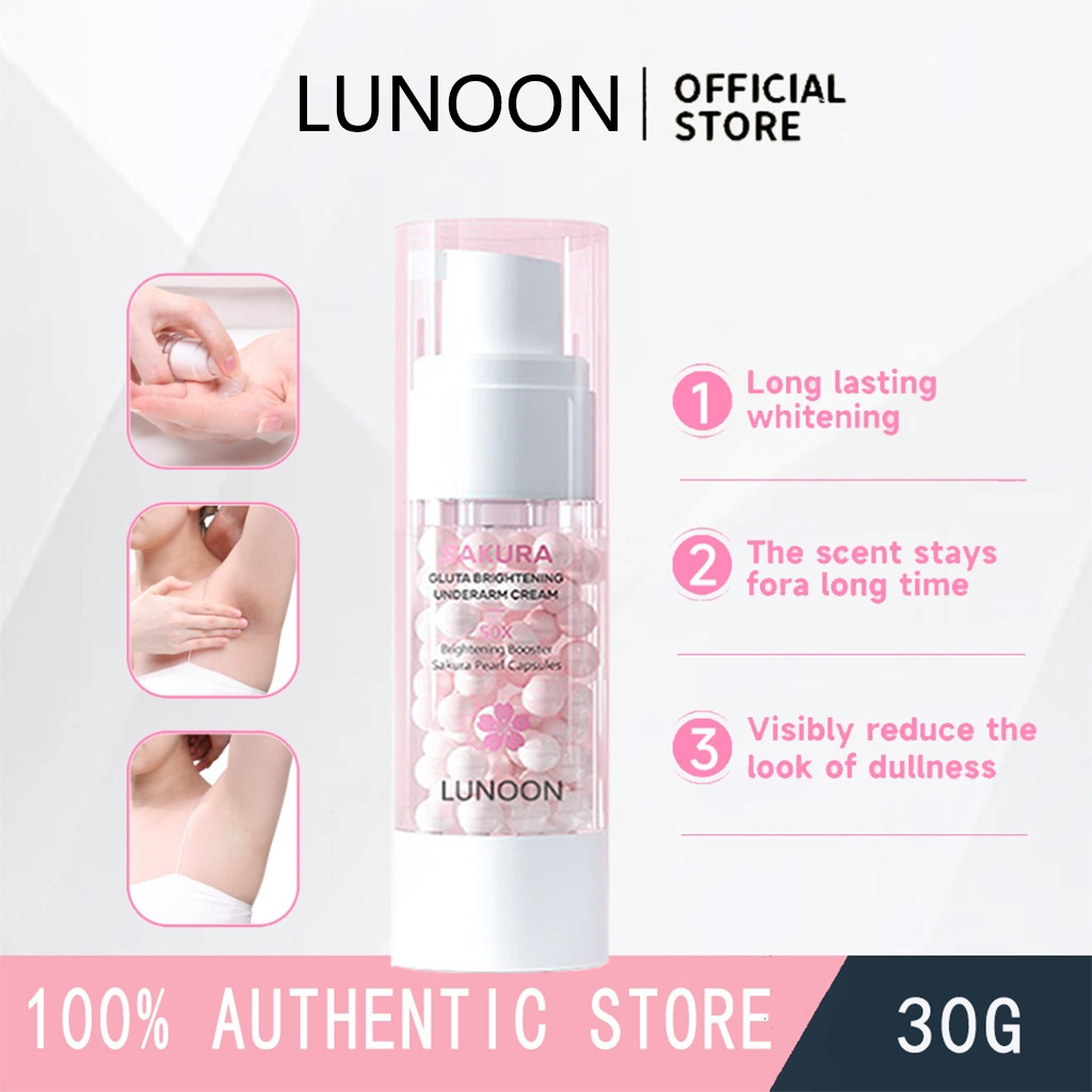 LUNOON Sakura Gluta Brightening Underarm Cream Pearl Capsules Whitening ...