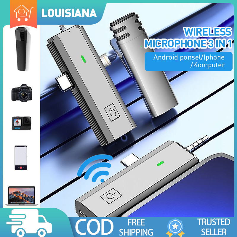 3 in 1 Wireless Collar Clip Microphone Adaptation Noise Cancellation ...