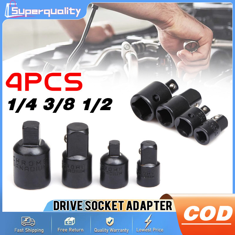 4pcs 1/4 3/8 1/2 Drive Socket Adapter Converter Reducer Air Impact ...