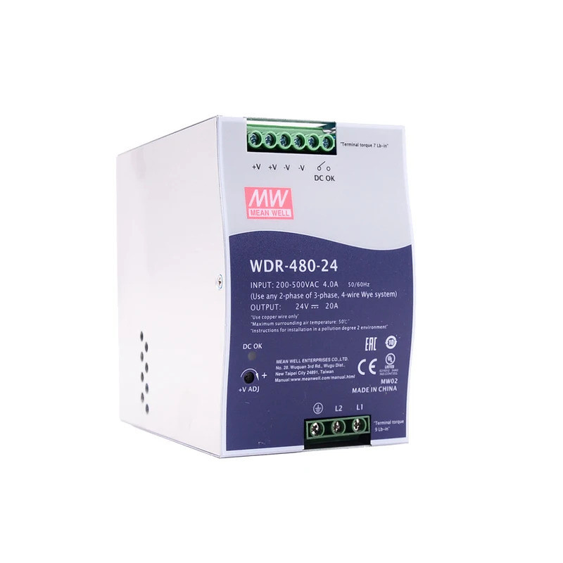 Mean Well WDR-480 series 180-550VAC Input voltage meanwell DC 24V 48V 480W Single Output ...