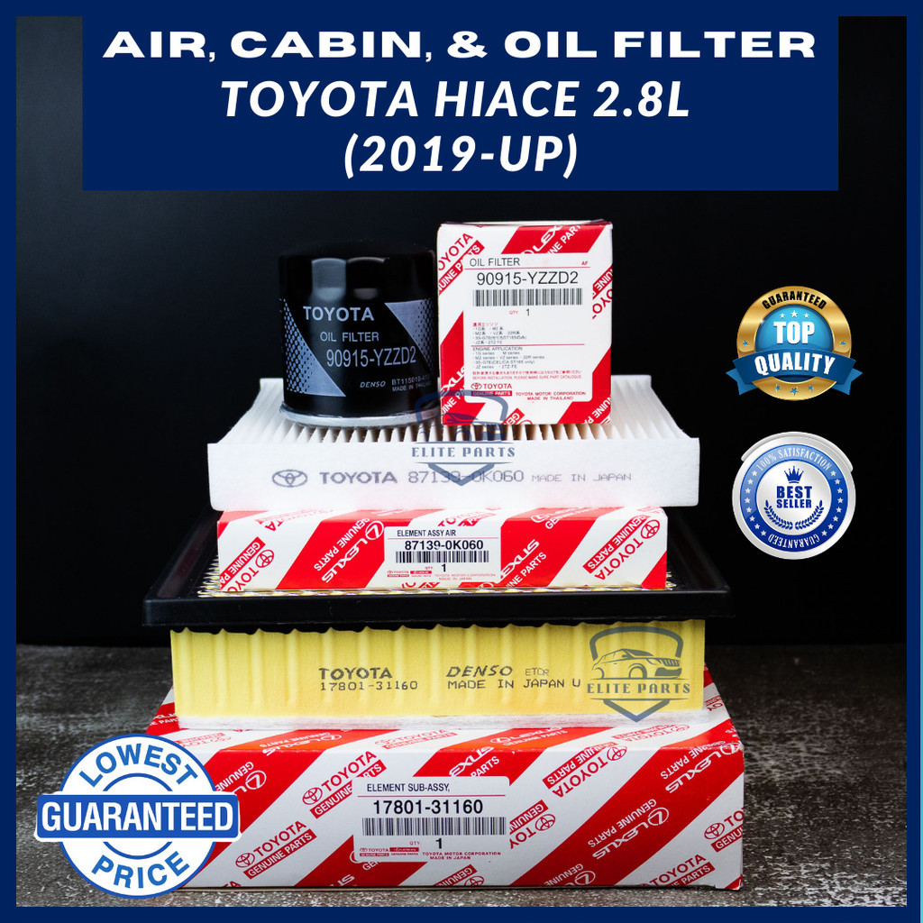 FILTER SET! CABIN, OIL, & AIR FILTERS for TOYOTA HIACE 2.8 (2019-UP ...
