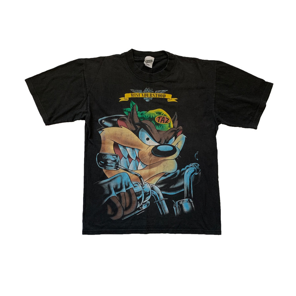 Vintage 1995 Taz Biker T-shirt Misunerstood Bike Motorcycle Looney ...