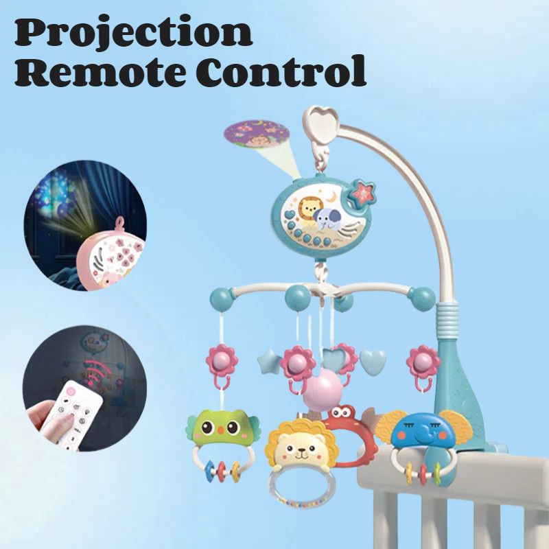 Newborn Sleeping Toy Rotating Bed Bell With Music Projection Remote ...
