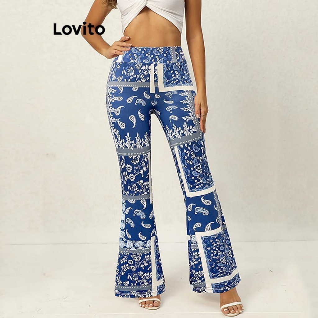 Lovito Women Boho Floral Pattern Pants LNL73344 | Shopee Philippines