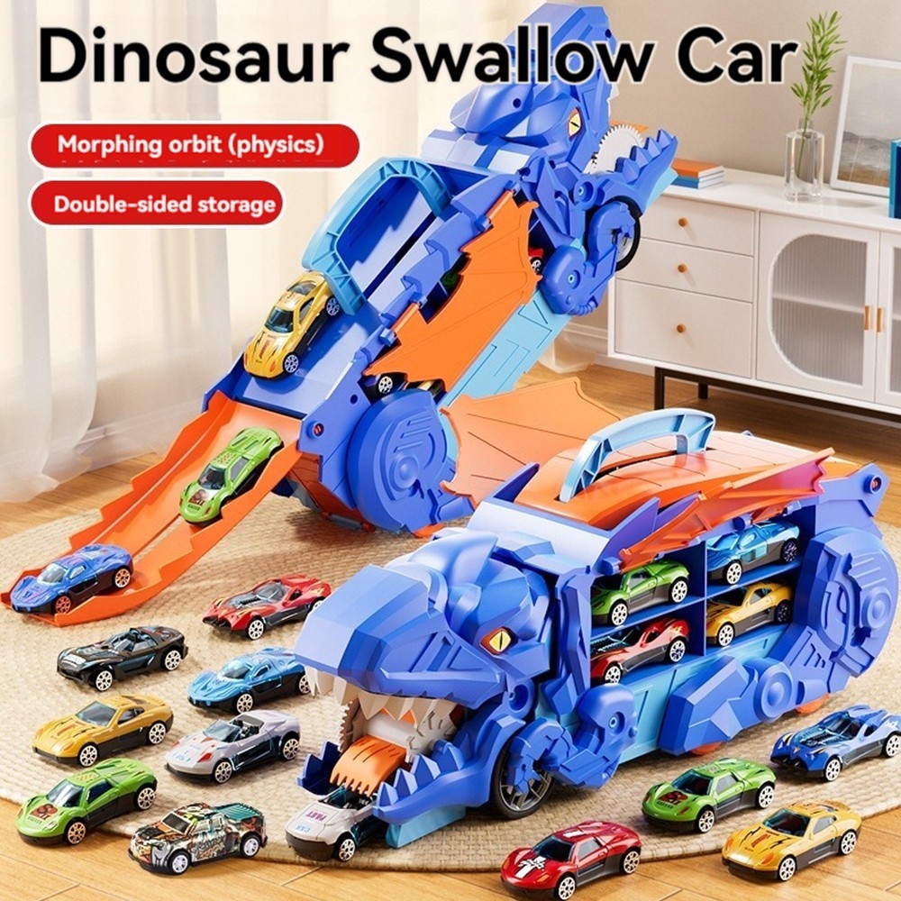 Transformed Dinosaur Truck Toy with 8PCS Diecast Racing Cars Dino ...