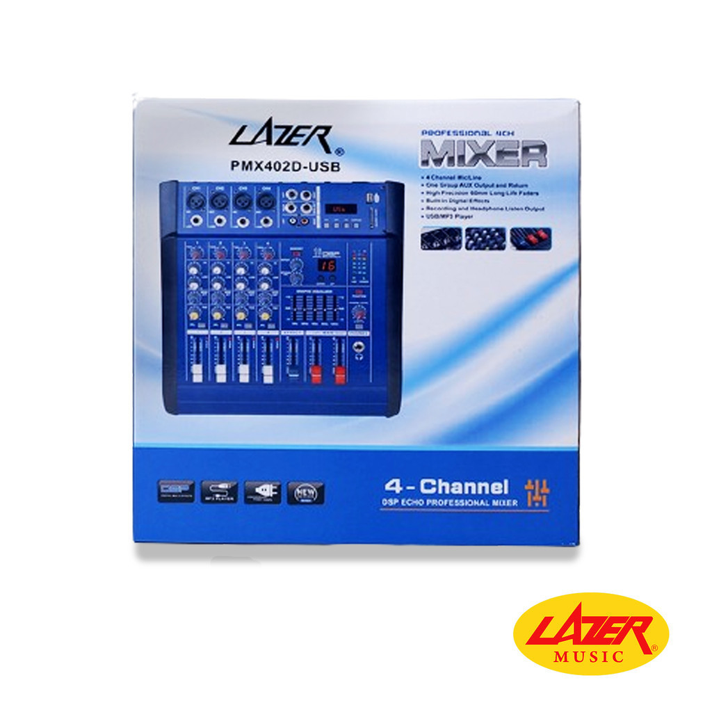 Lazer Max 4 Mixer With Power Amplifier PMX402D-USB Stage Mixer -PMX ...