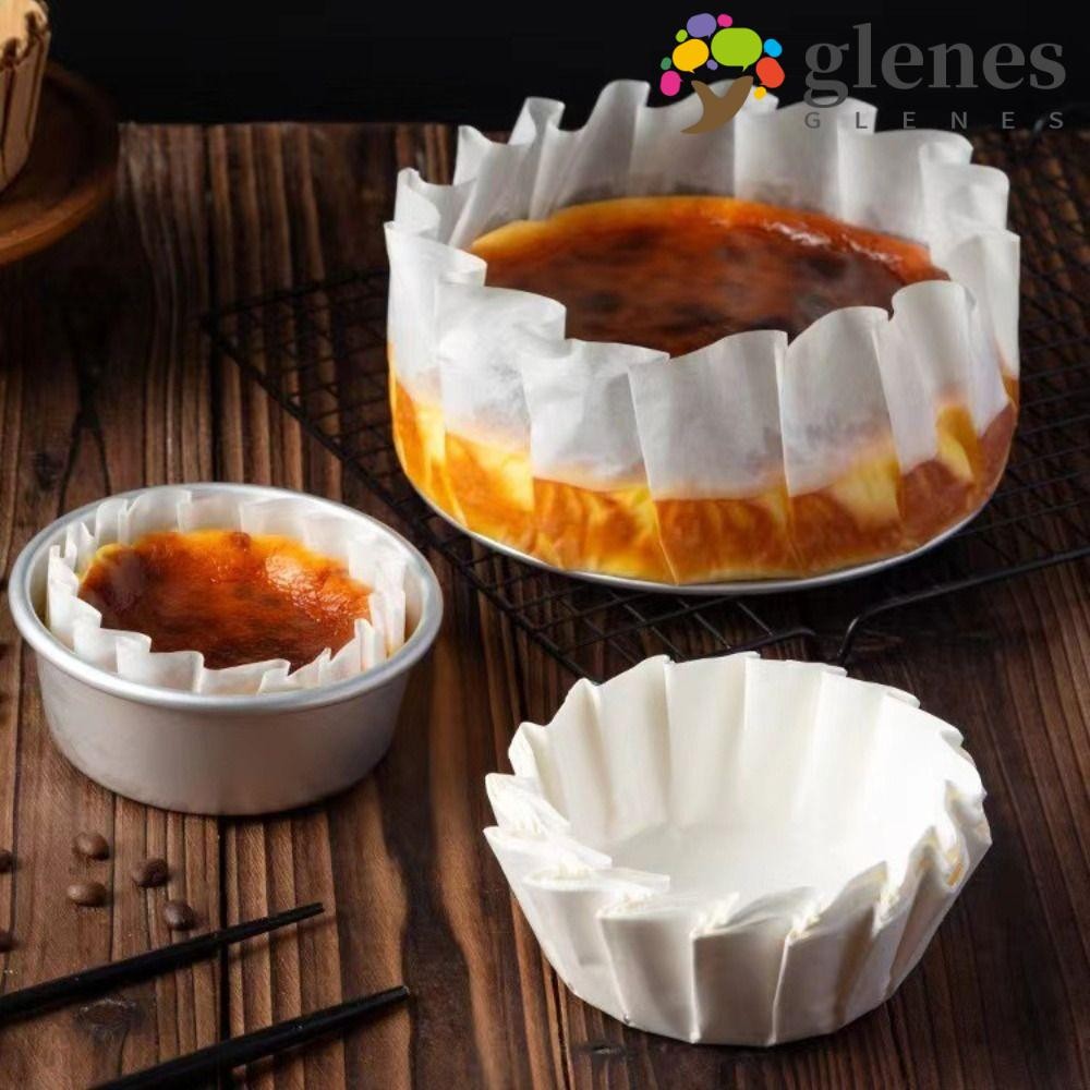 GLENES 50/100pcs Basque Cheesecake Oil Paper Tray, 4/6/8 Inch with ...