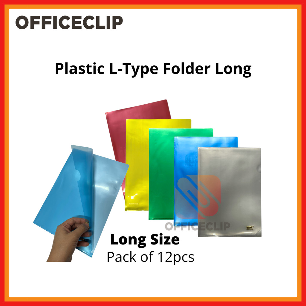 OfficeClip Plastic L-Type Folder Long (Pack of 12pcs) | Shopee Philippines