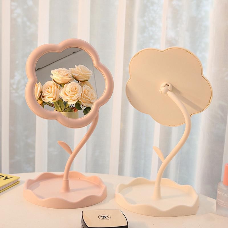 Flower Makeup Mirror Girl Heart Rotatable Mirror Desktop Desktop ...