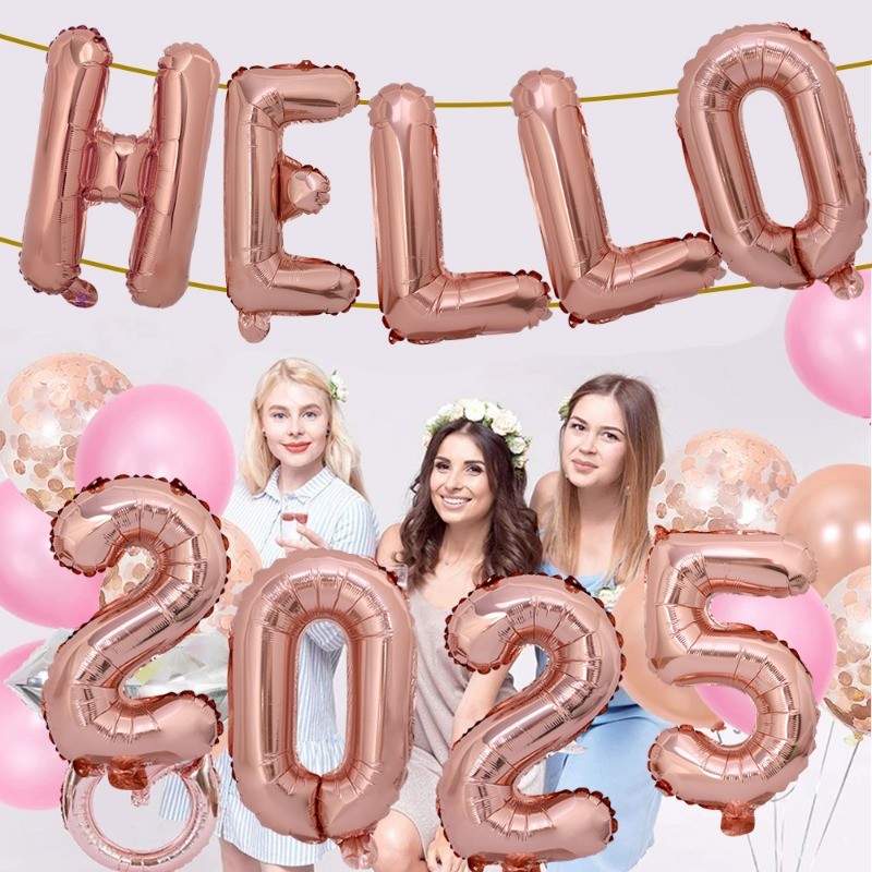 HELLO 2025 Balloons - New Year Aluminum Film Balloon - Party Decorative ...