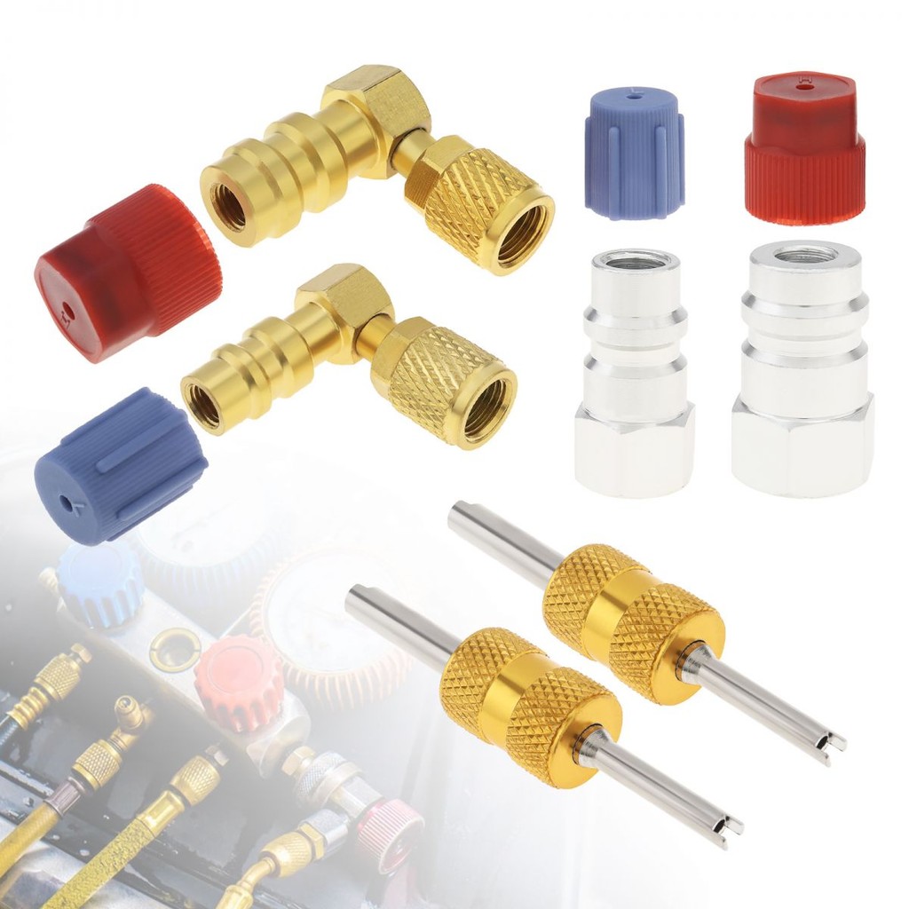 6 PCS Quick Connect Valve A/C 90 Degree Port Retrofit Adapter R12 to ...