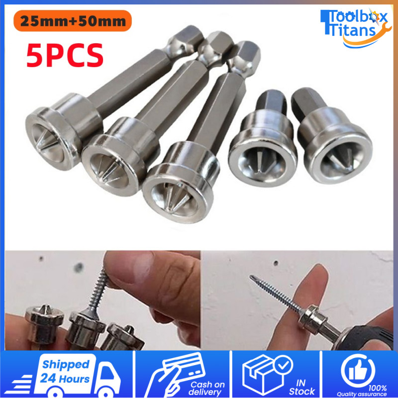 5PCS Magnetic Positioning Screwdriver Bits Head 25/50mm Positioning Bit ...