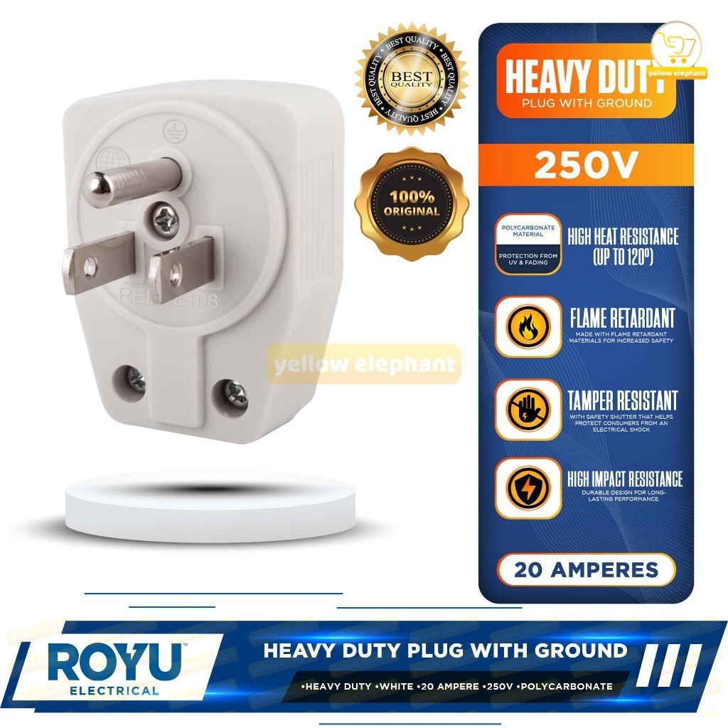 ROYU Heavy Duty Plug with Ground - Yellow Elephant | Shopee Philippines