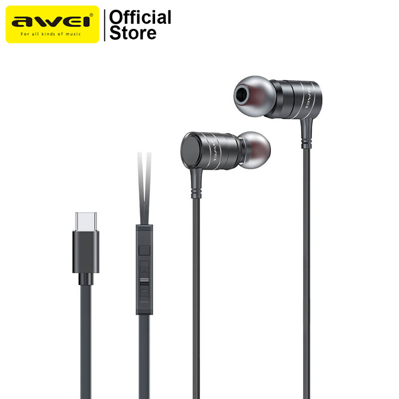 Awei PC-8T Type-C Plug In-Ear Wired Earphones Earbuds Noise Isolation ...