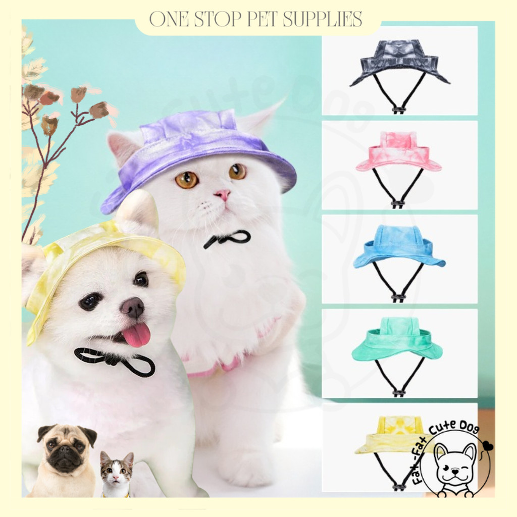 Pet Bucket Hat With Ear Holes Sunproof Sun Summer Cat Sun Hat Outdoor ...