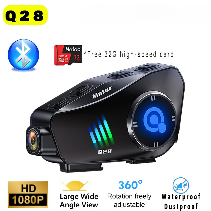 Q28 Motorcycle Intercom Helmet Dash Cam Bluetooth Headsets Handsfree ...