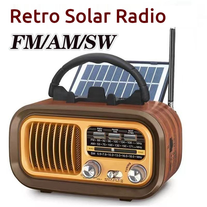 Portable Multi-function Three-band Retro Solar Vintage Radio Plug-in ...
