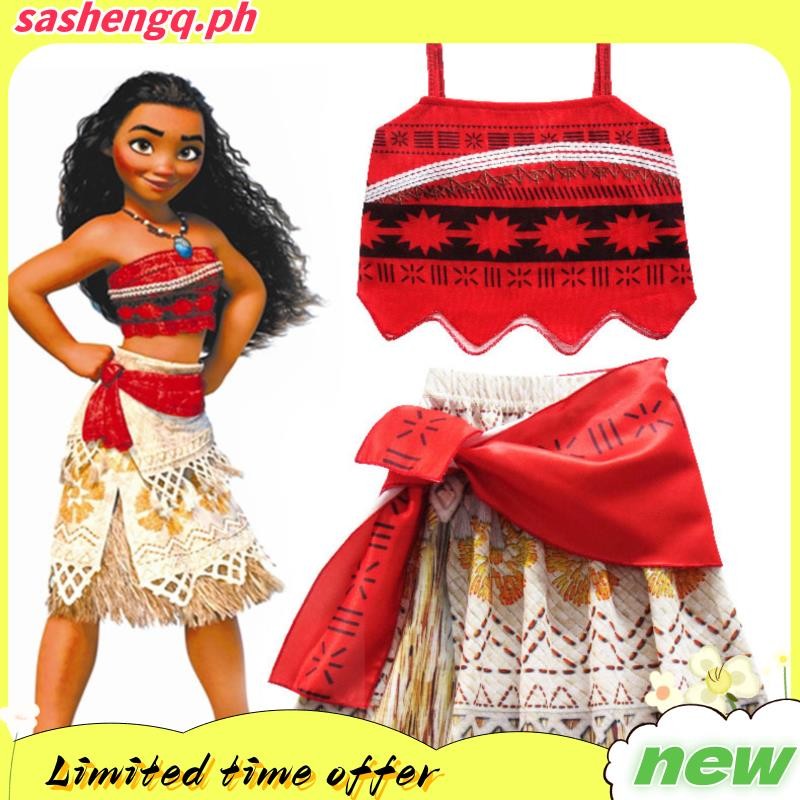 Girls Moana Cosplay Costume for Kids Vaiana Princess Dress Clothes with ...