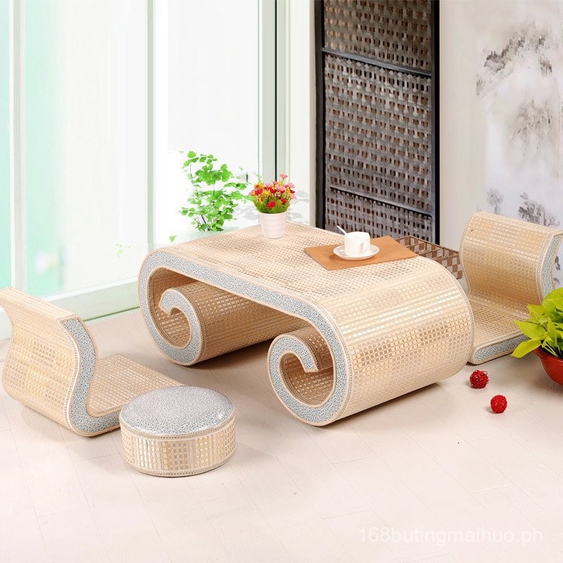 Chinese Style Tatami Tea Table Bamboo Woven Bay Window Small Table ...