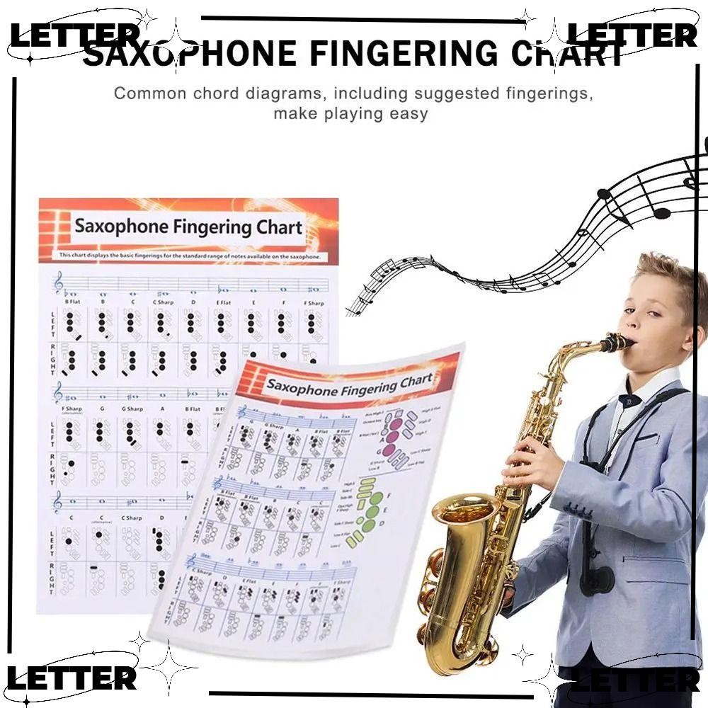 LET Saxophone Fingering Chart, Coated Paper Basics Guide Saxophone ...