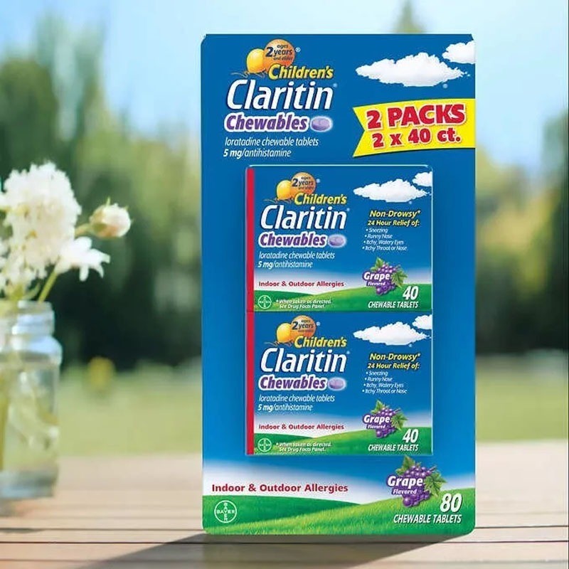 ALL SKY Childrens Claritin Non-Drowsy 5mg. Chewable Grape, 40 Tablets 2 ...