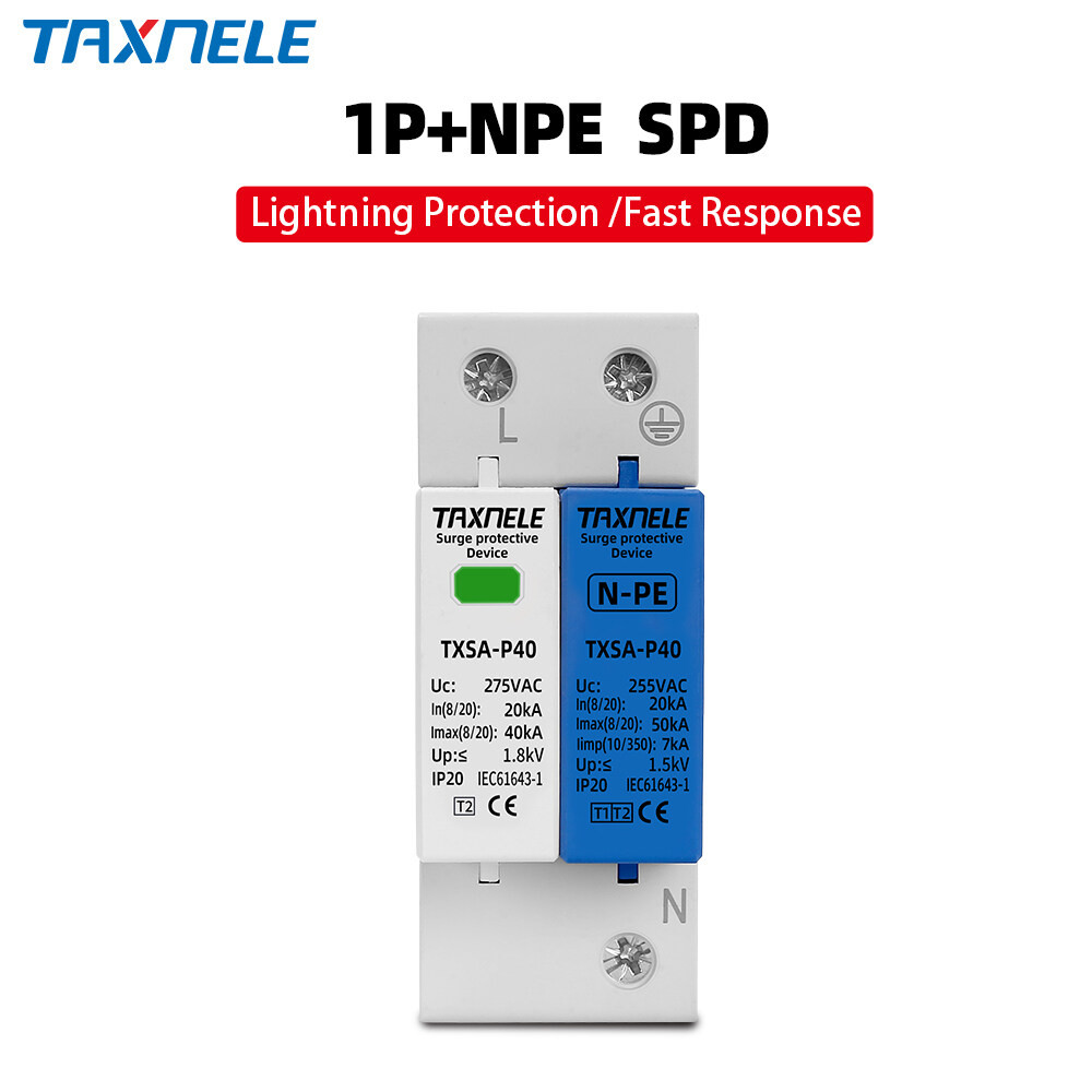 AC SPD 1P+NPE 40KA 385V 275V House Surge Protector Protective Low ...