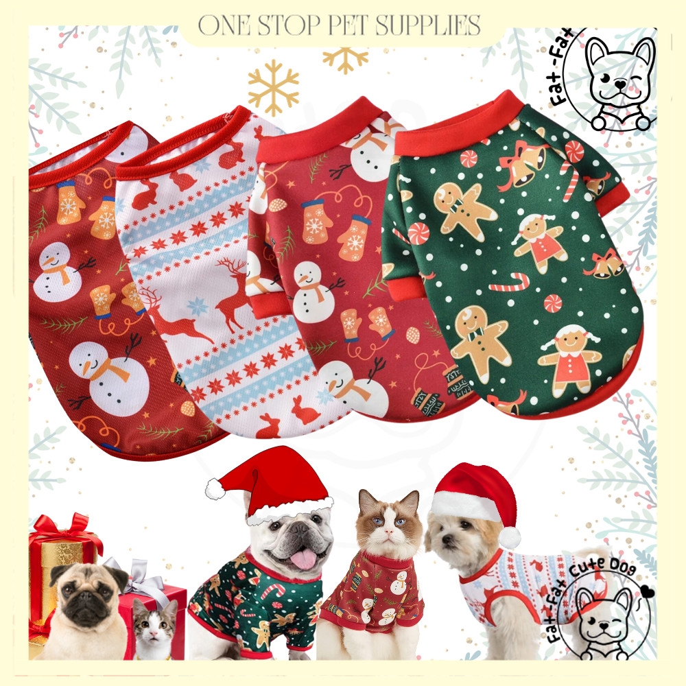 Dog Christmas Clothes Cat Xmas T-Shirt New Year Puppy Sando Vest ...