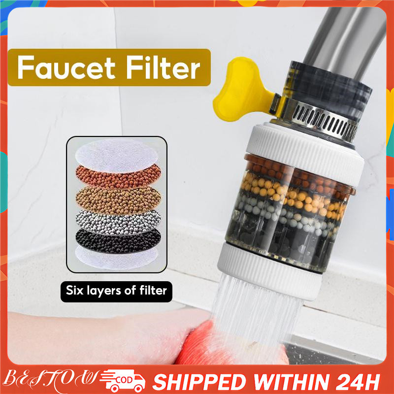 6-layers Water Filter Tap Purifier 360° Rotation Universal Faucet Foam ...