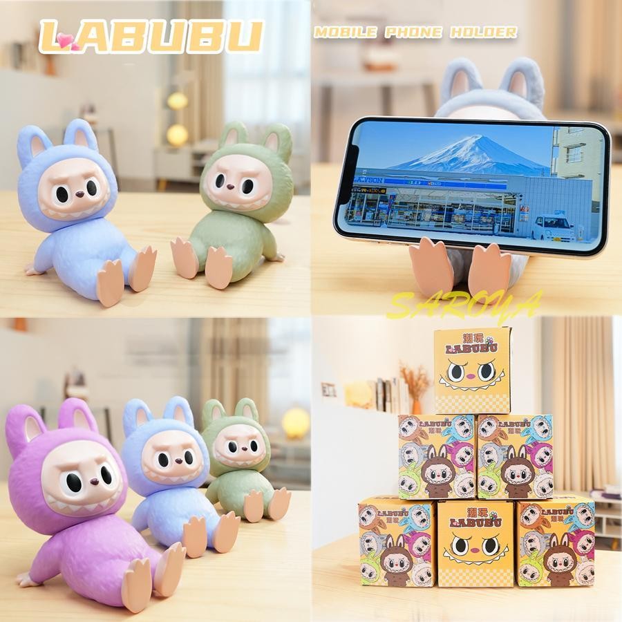 Labubu Vinyl Lazy Phone Holder Blind Box Head Can Rotated Random Color ...