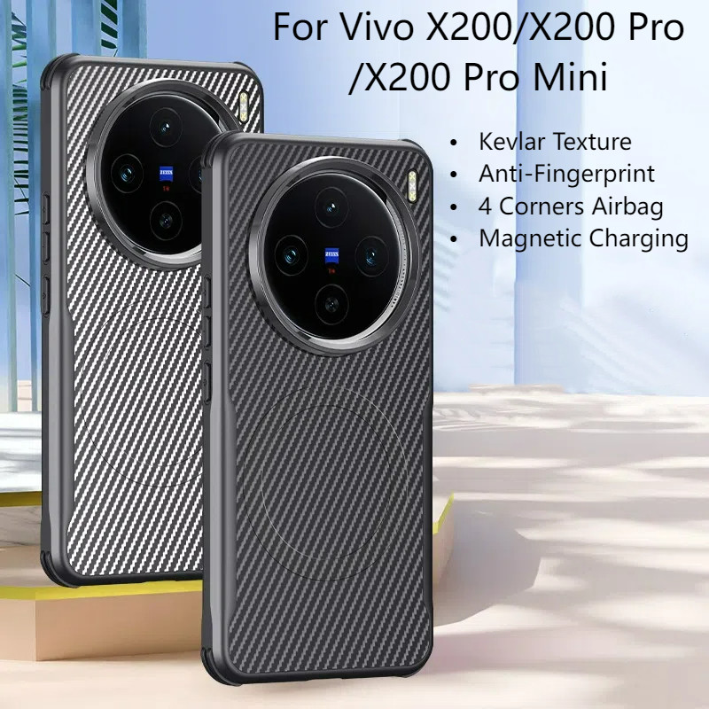 Luxury Kevlar Texture Anti-Fingerprint Magnetic Wilress Charging Hard ...