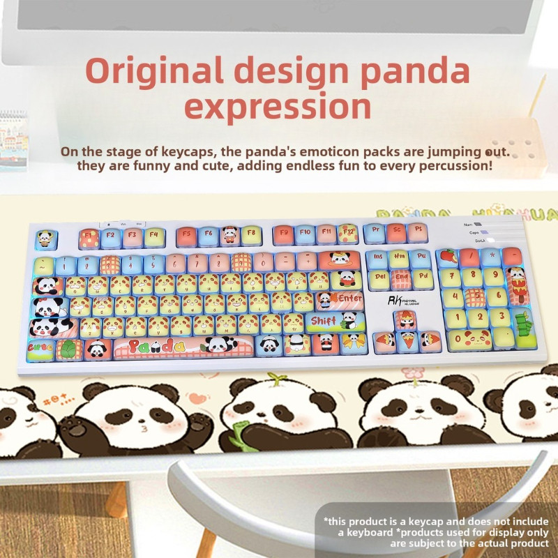 PBT Keycap MOG Panda expression five sides sublimation lovely Mantou ...