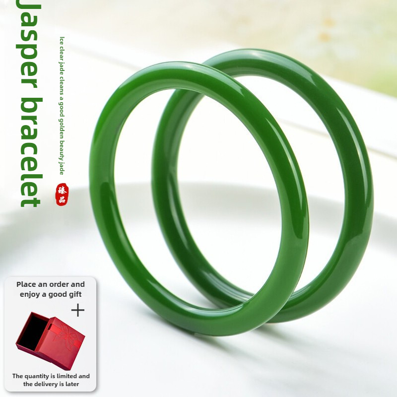 Natural Hotan Jade Bracelet Jasper Bangle Thin Round Bar Jingle Bangle ...