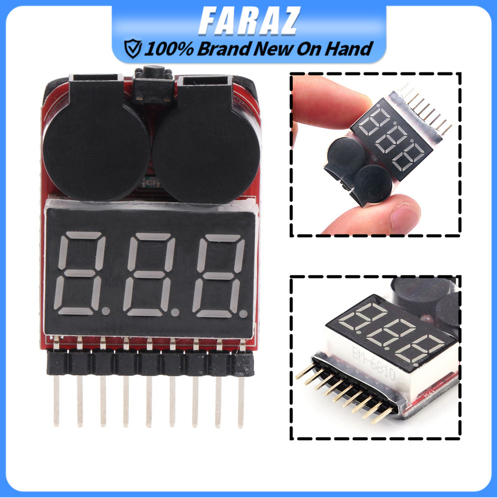 2 In 1 Cell Volt Tester Led Monitor 1-8S Lipo/Li-Ion/LiMn/Li-Fe Battery ...