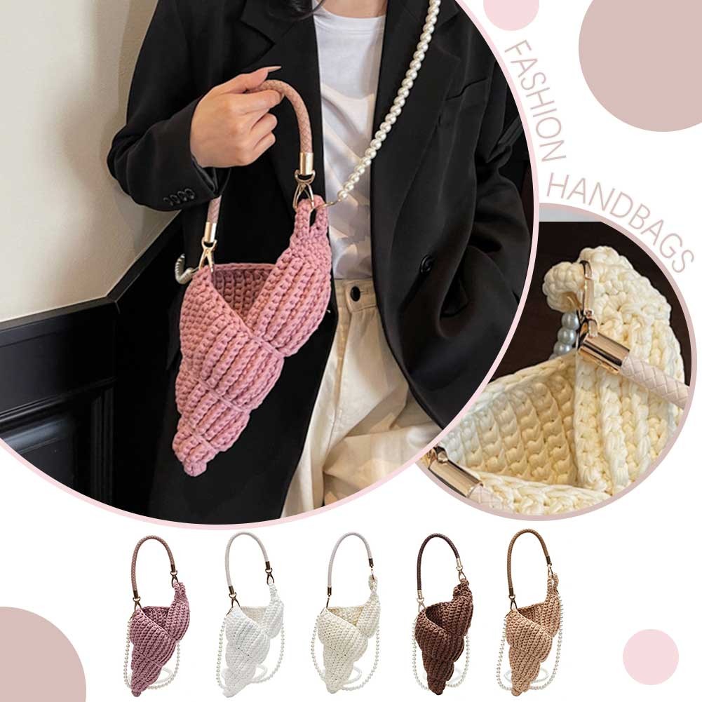KKD Handwoven Seashell Bag Solid Color Crochet Shell Crossbody Bag ...