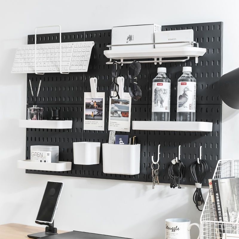 Black Pegboard Wall Organizer Wall Mounted Storage Panel Adjustable ...