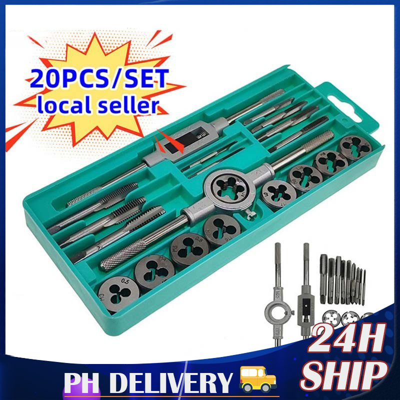 20PCS Tap and Die Set Straight Tap Wrench Reamer Tool Metric Hand Threaded Plugs | Shopee ...
