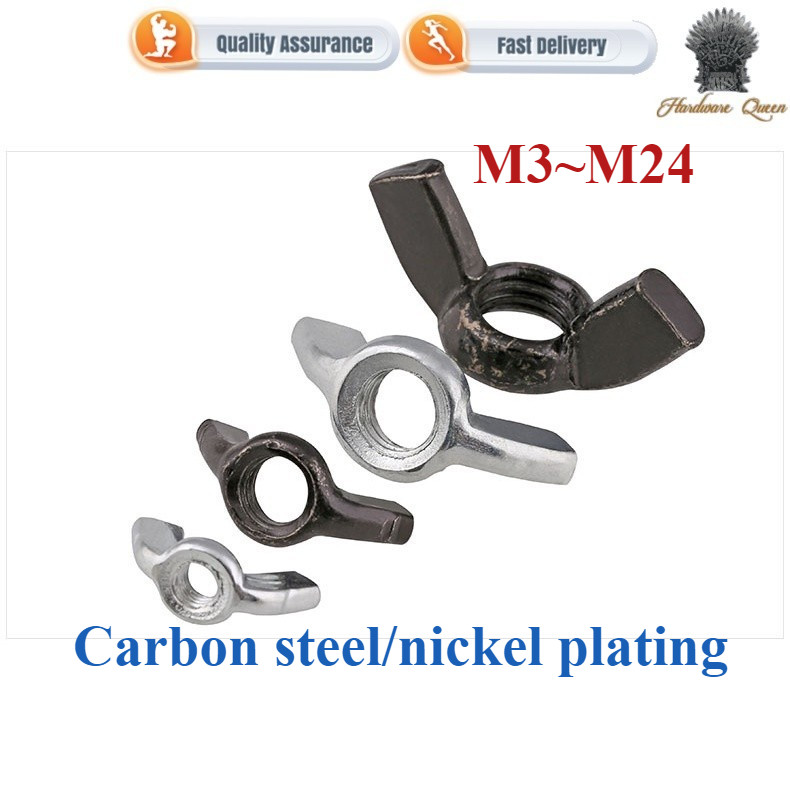 【QP】Nickel plated Wing Nut Black Thumb Butterfly Nut Hand Twist Black ...