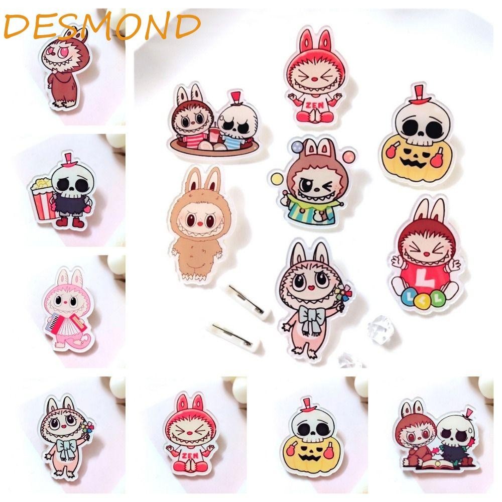 DESMOND Acrylic Labubu Pin, Mokoko Creative Labubu Time Brooch, Kawaii ...