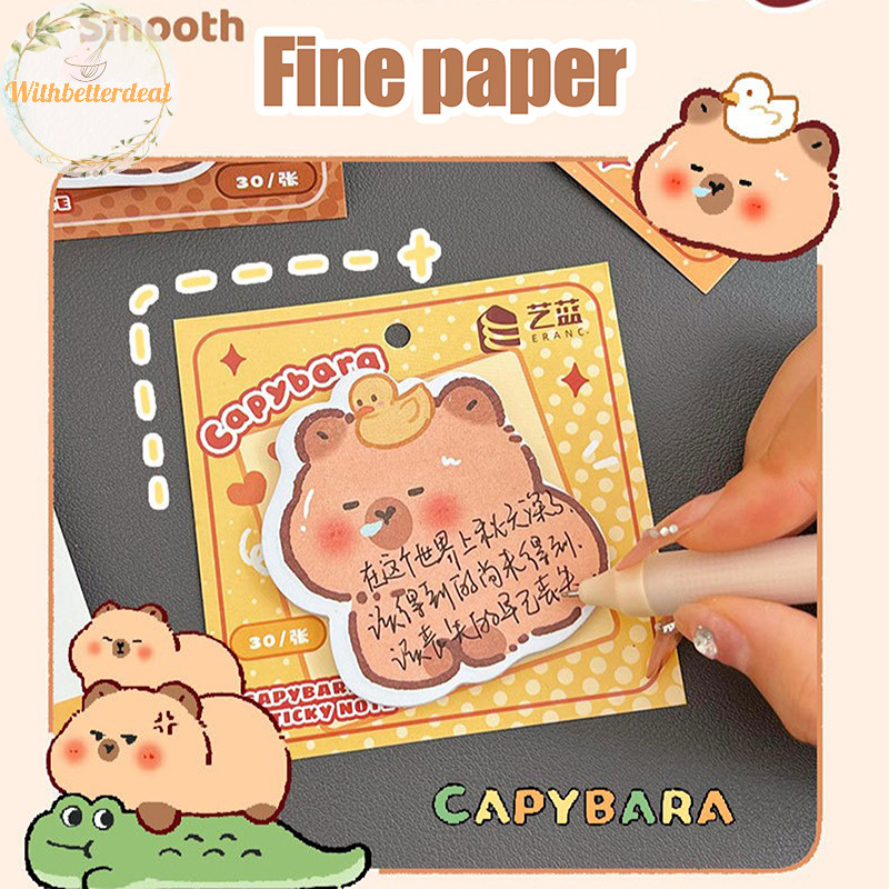 Withbetter 30Sheets Kawaii Creative Funny Capybara Sticky Note Cute ...