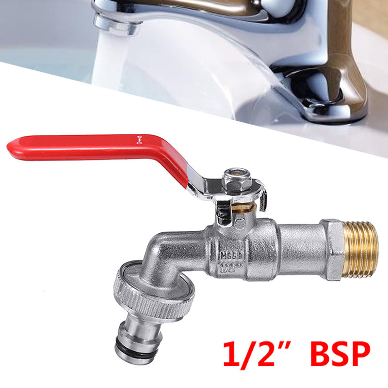 1/2" BSP Lever Outside Garden Tap Brass Nickle Plated Automatic ...