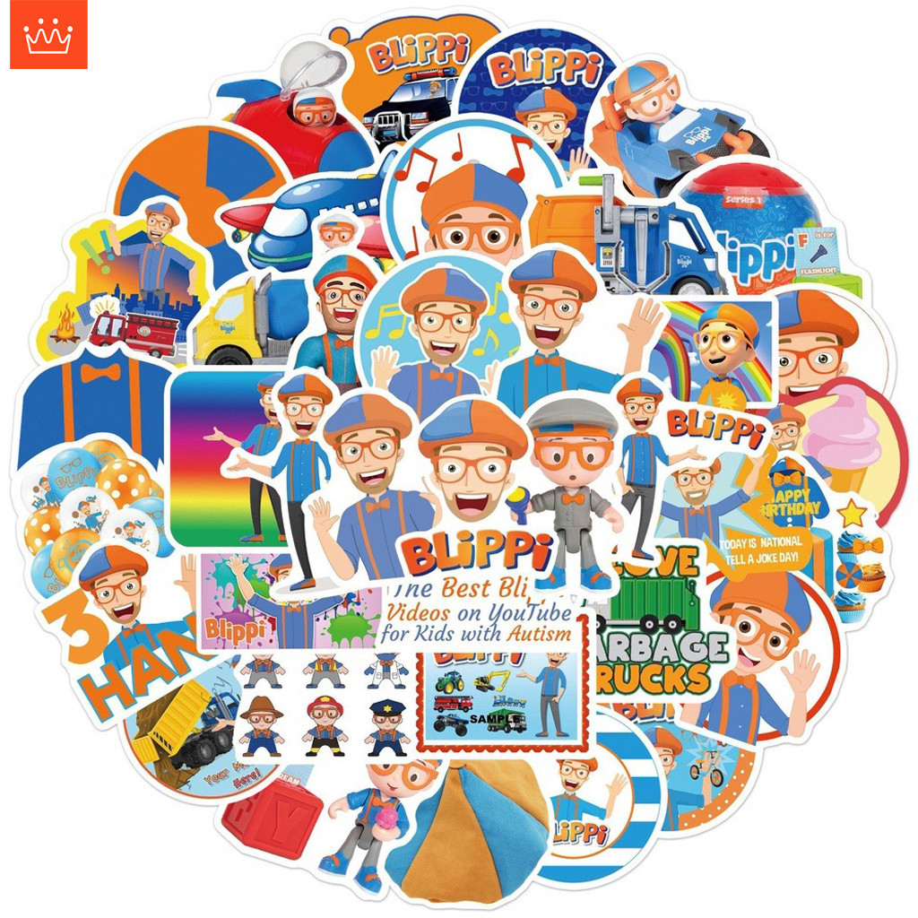 J· Blippi Stickers Set Cartoon Graffiti Waterproof Decals Pack for Kids ...