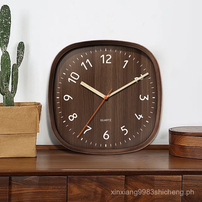 Square Retro Clock New Living Room Noiseless Hanging Clock Japanese ...