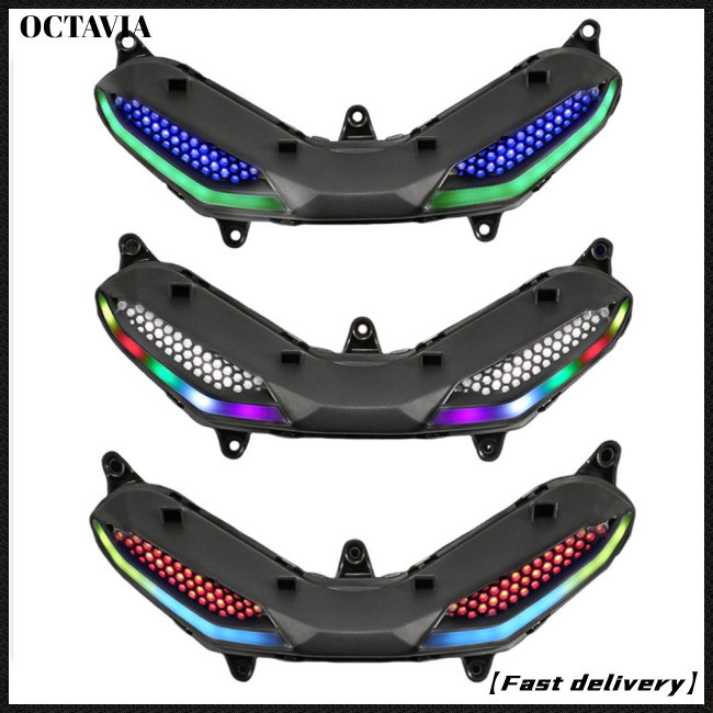 AT Motorcycle Integrated Turn Signal DRL Front Head Light Lamp 12V LED ...
