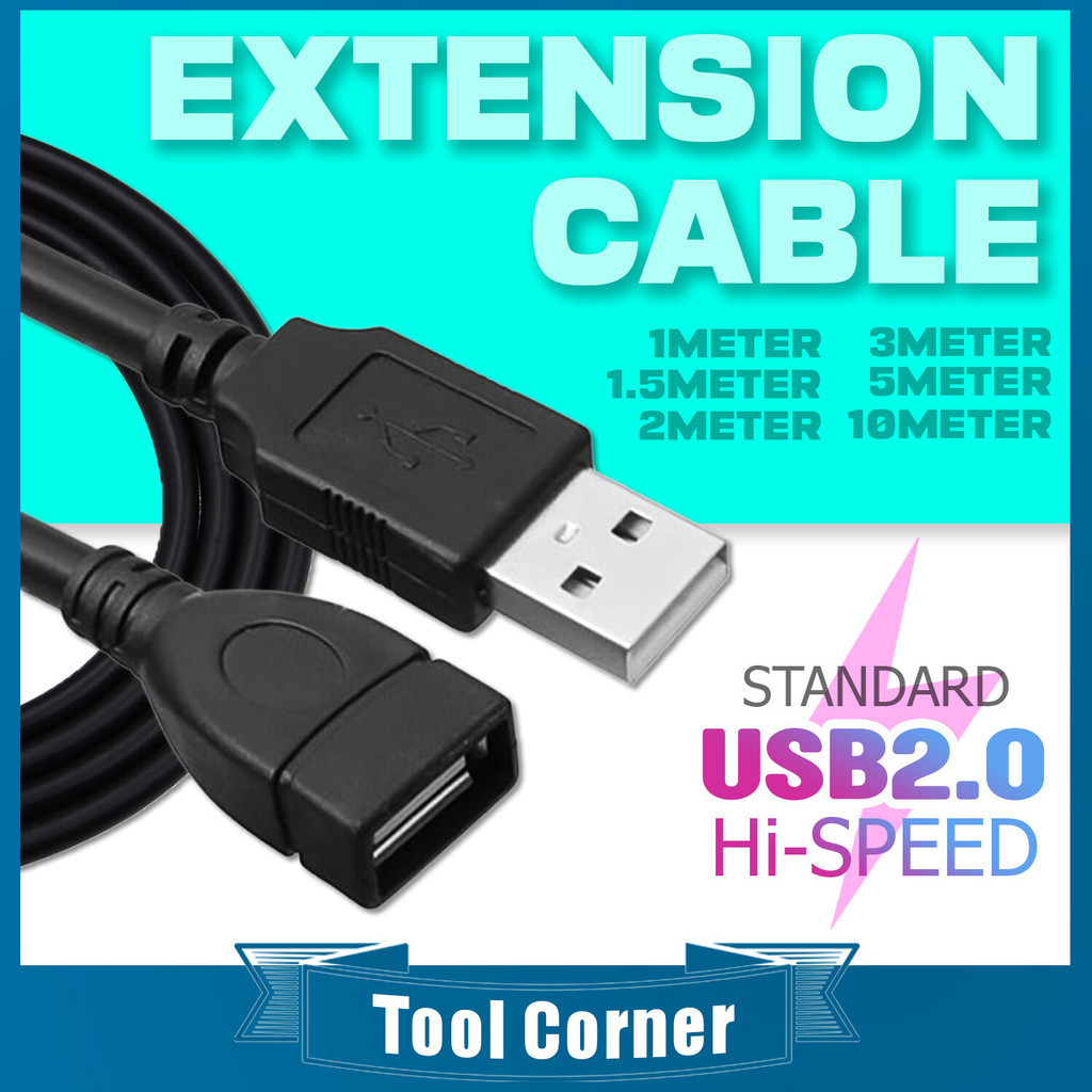 USB 2.0 Male to Female USB Cable Extender Cord Wire Extension Cable For ...