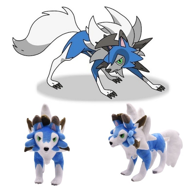 Pokemon Shiny Lycanroc (Midday Form) Plush 25cm - Rare Blue Rockruff ...