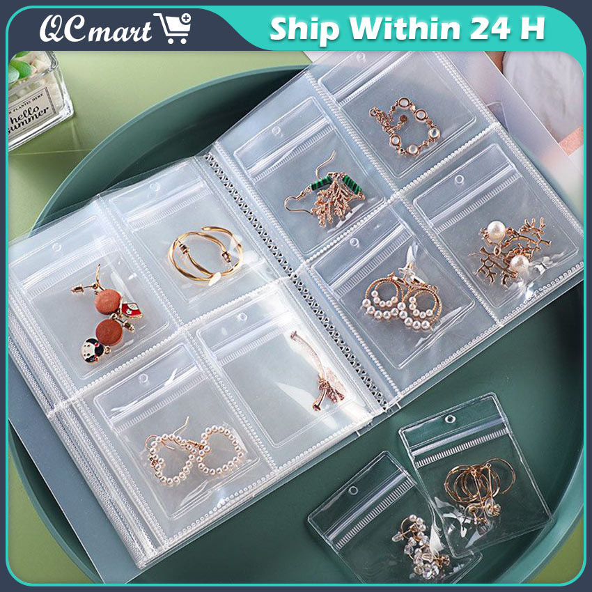 Jewelry Storage Album with Transparent Anti-oxidation Bags for Earrings ...