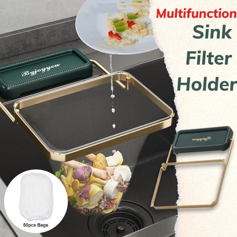 Kitchen Sink Strainer Rack Foldable Sink Filter Rack Anti-Clogged ...