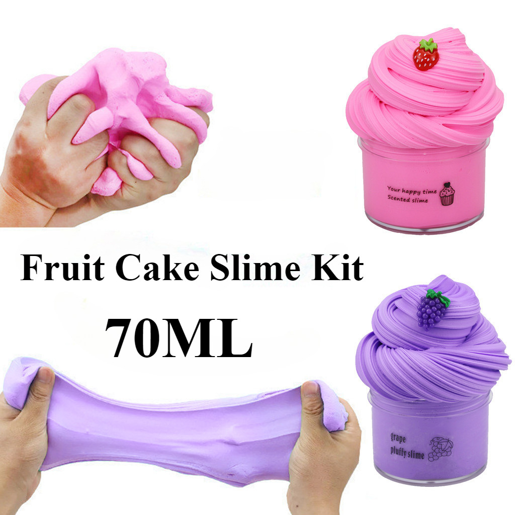 70ml Fruit Cake Slime Kit Fluffy Floam Kid Modeling Clay Toy | Shopee ...
