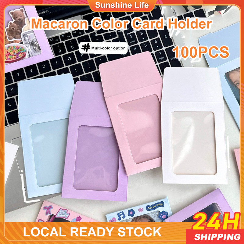 100PCS High Beauty Macaron Window Opening Film Envelope Bag Small Card ...